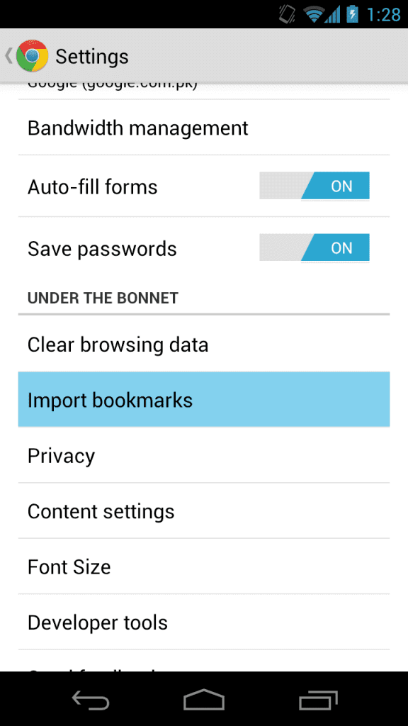How to Import Bookmarks to Chrome for Android from Android Browser